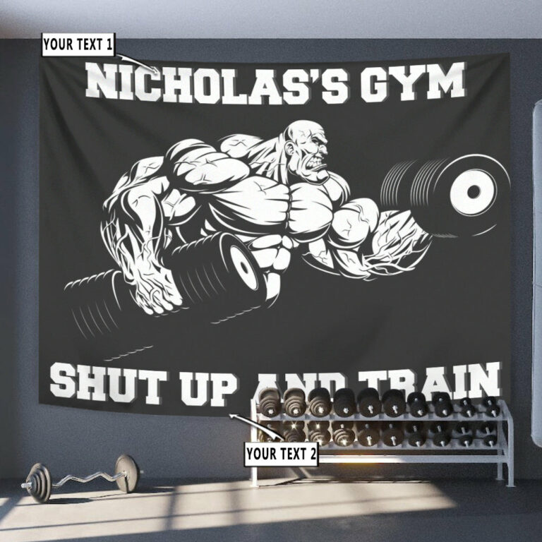 Personalized Home Gym Flags Decor Muscle Man Banner Flag Tapestry ...