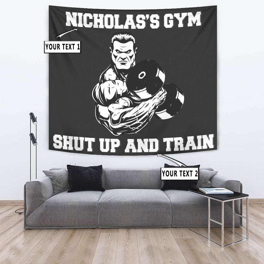 Personalized Home Gym Decor Muscle Man Banner Gym Flags Tapestry - Bluefink