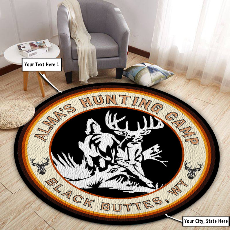 Personalized Hunting Camp Round Rug, Carpet - Bluefink