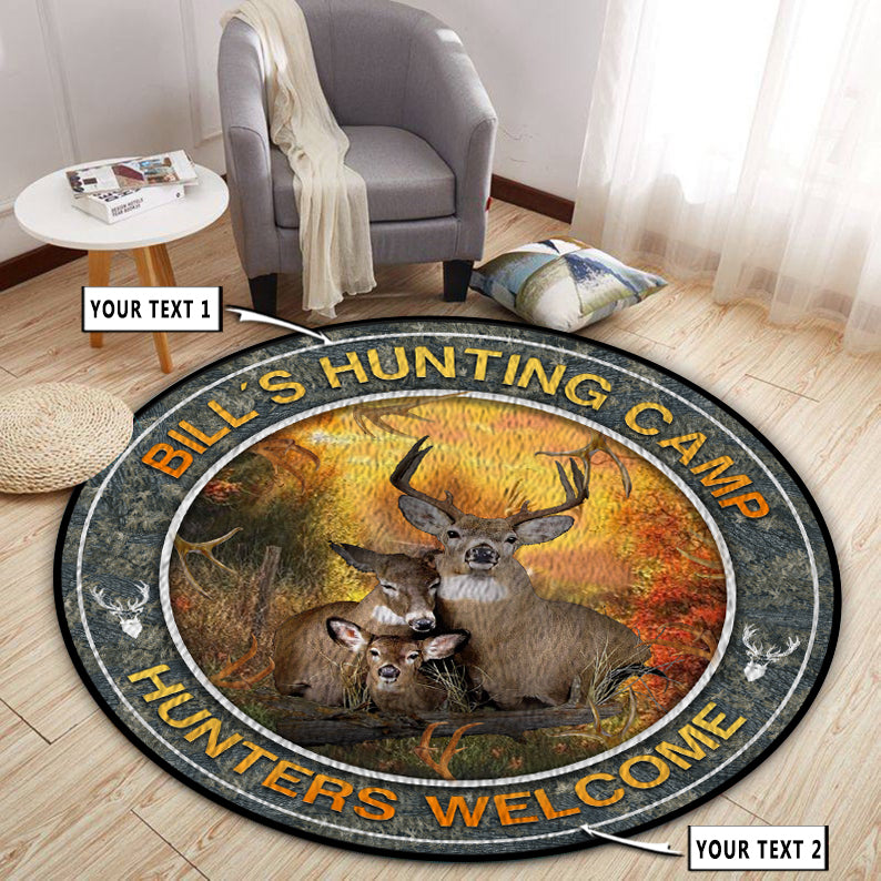 Personalized Hunting Deer Camp Decor Round Rug, Carpet for Bedroom ...
