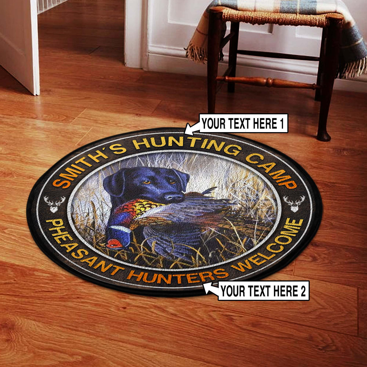 Personalized Pheasant Hunting Camps Round Rug, Carpet - Bluefink