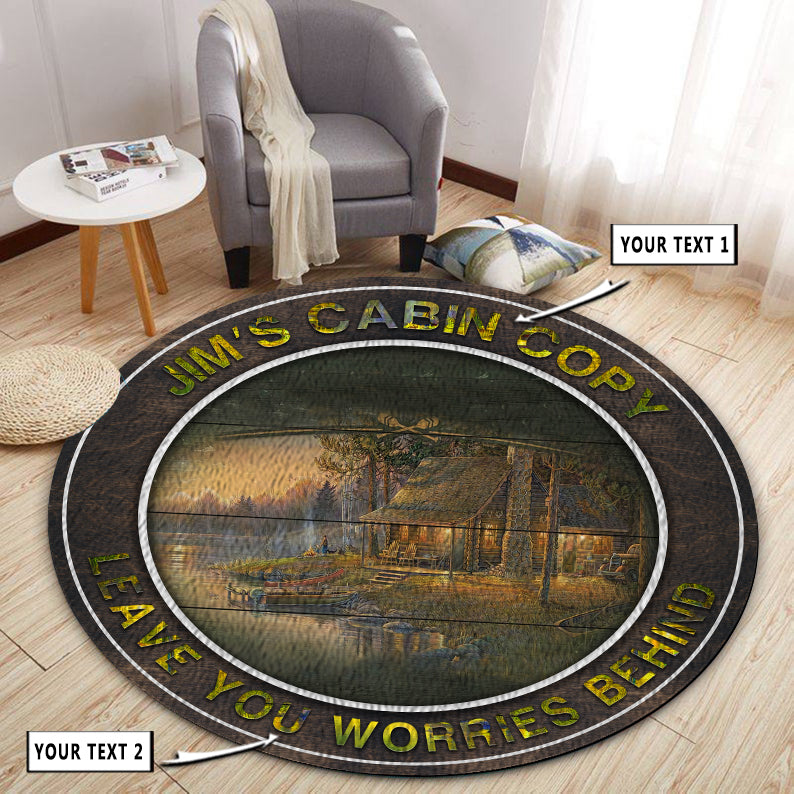 Personalized Round Rug Decor Cabin - Bluefink
