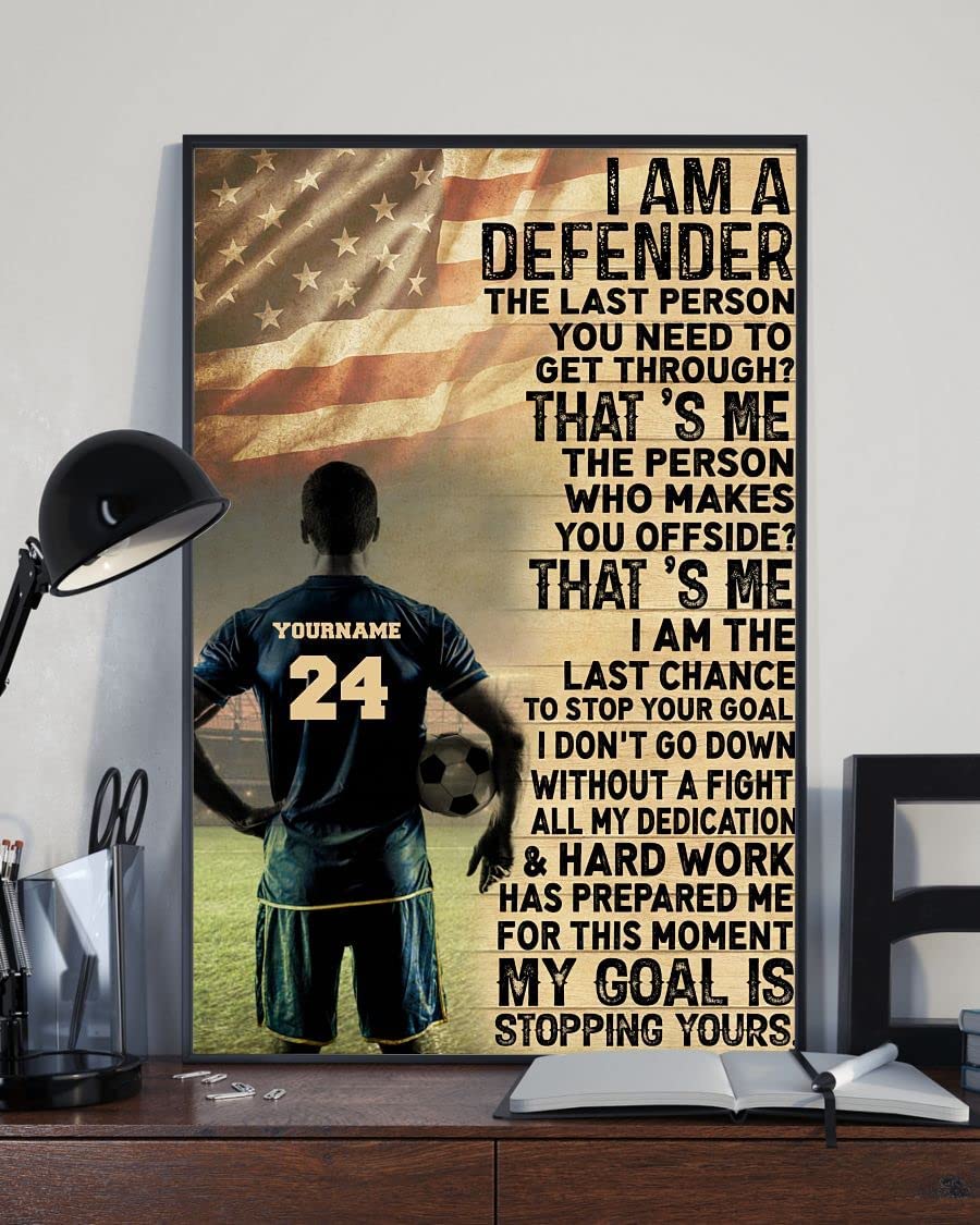 Personalized Soccer I Am Defender Soccer Player Watercolor Poster Wall ...
