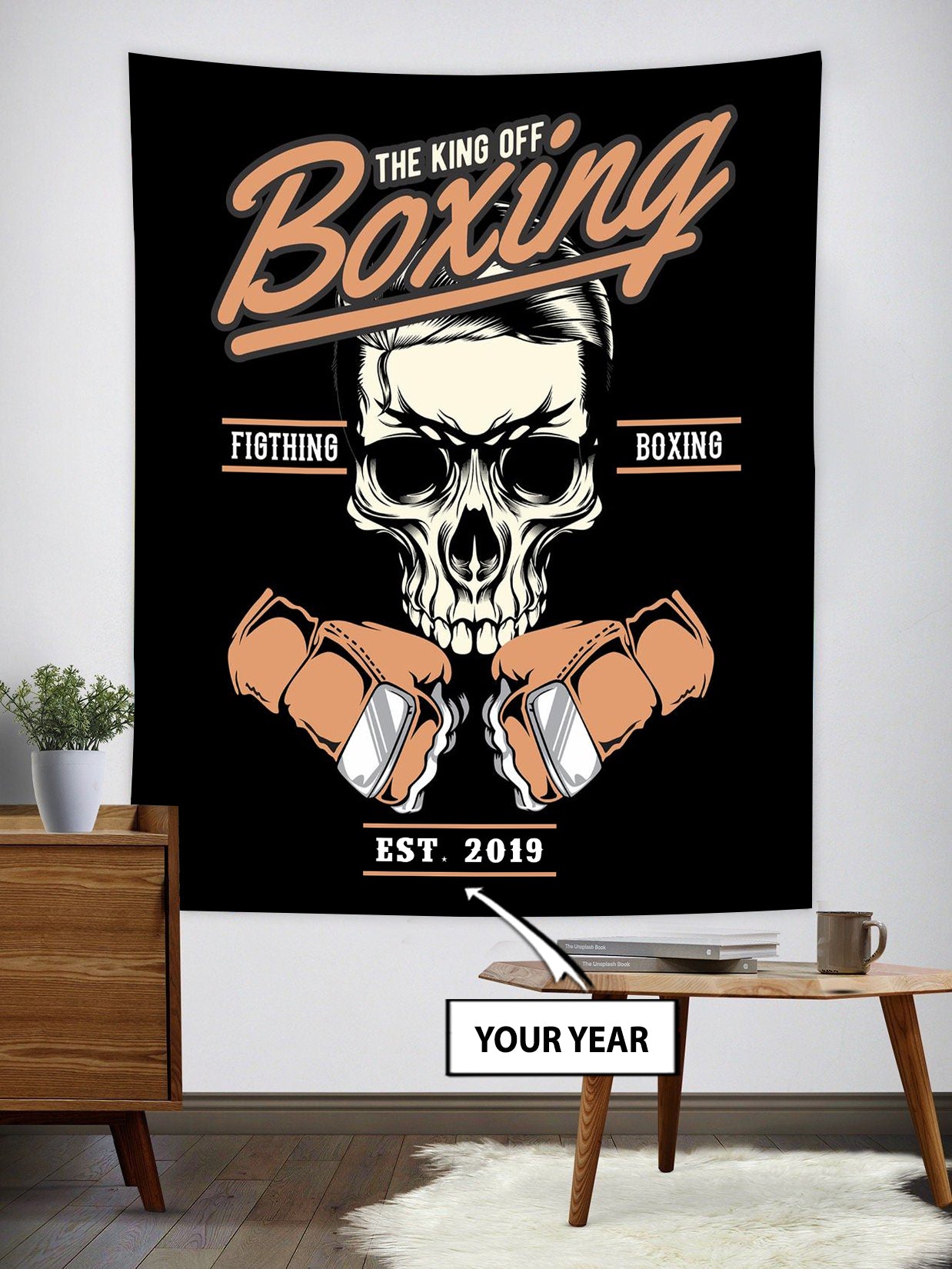 Personalized The King Off Boxing Tapestry Home Gym, Boxing Club Banner ...