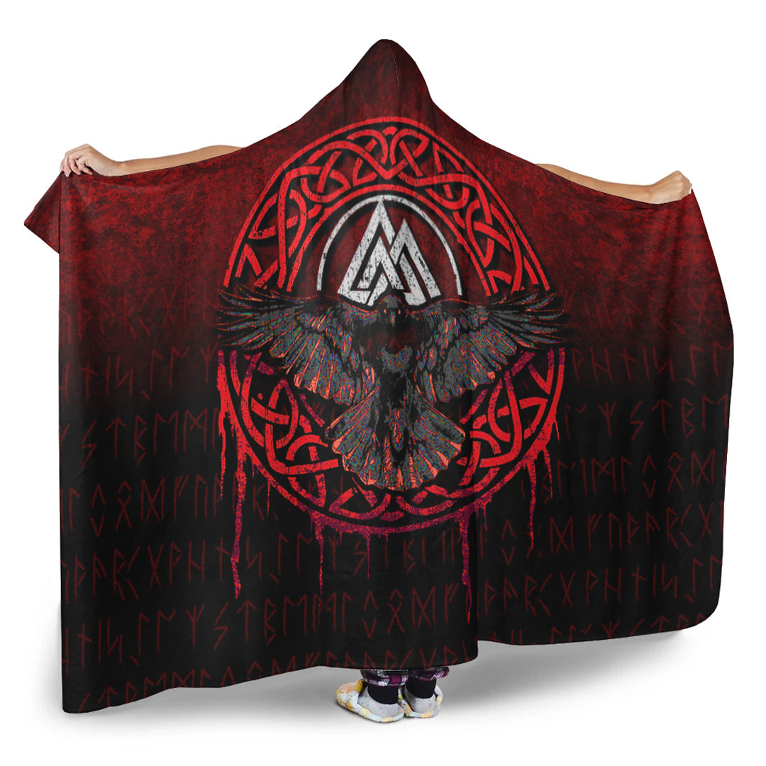 Viking Hooded Blanket, Valhalla Norse Mythology Raven Black Crow Viking ...