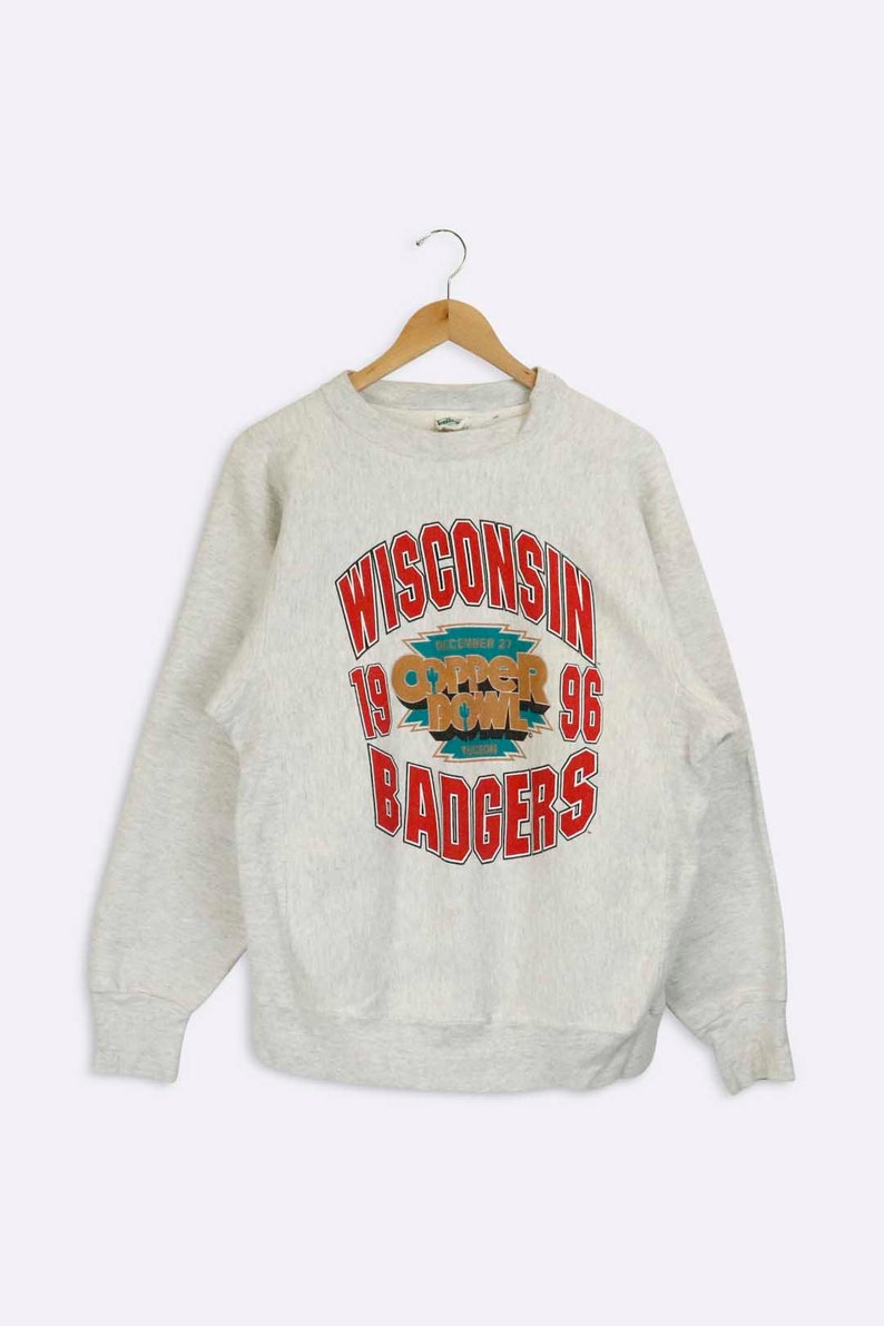 Vintage 1996 Wisconsin Badgers Copper Owl Crewneck Sweatshirt - Bluefink