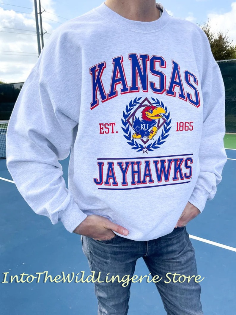 Vintage 90s University Of Kansas Crewneck Sweatshirt, Football Kansas ...