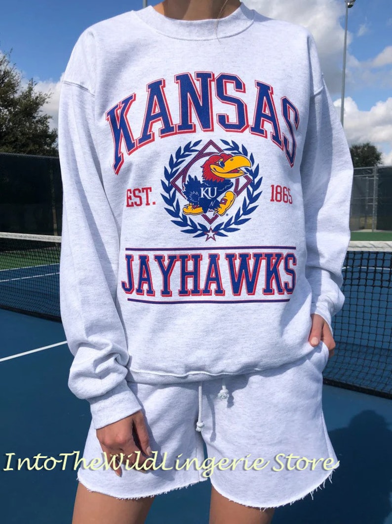 Vintage 90s University Of Kansas Crewneck Sweatshirt, Football Kansas ...