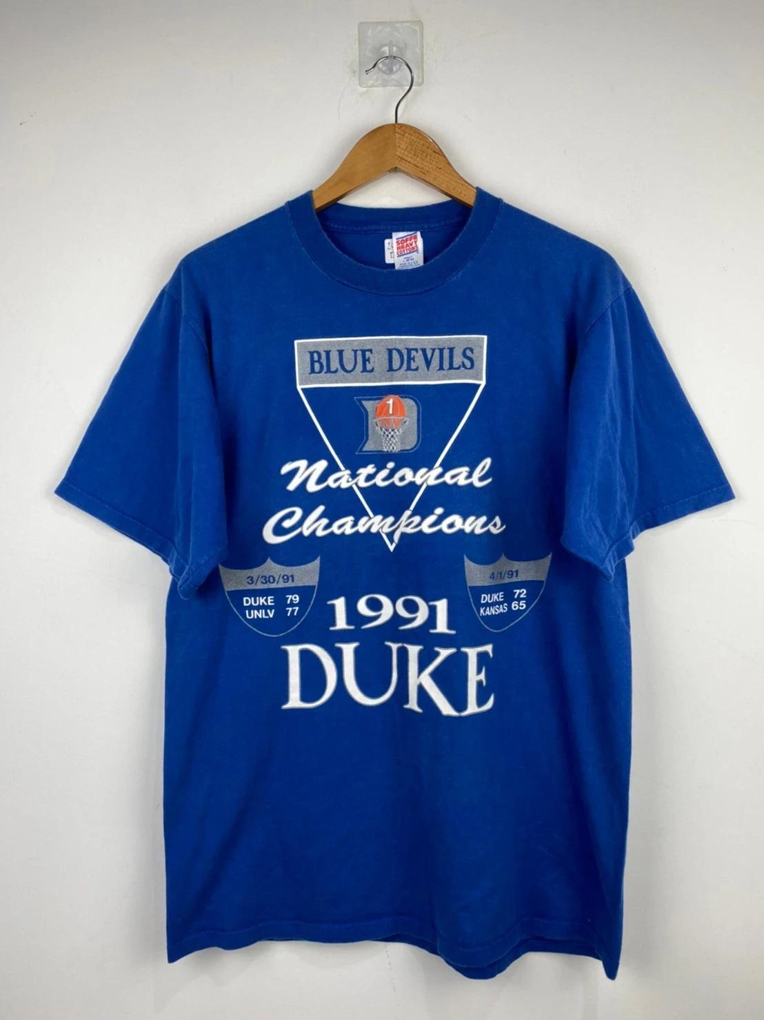Vintage Duke Blue Devils National Champions 1991 T-Shirts - Bluefink
