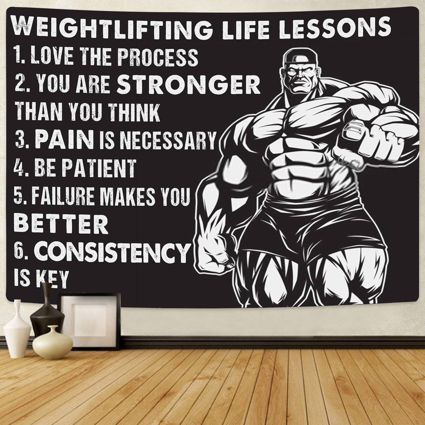 Weightlifting Life Lessons Banner Flag Tapestry For Home Gym Decor ...