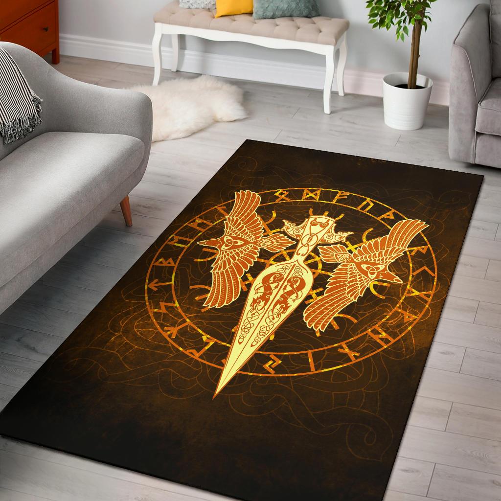 Gold Spear Of The God Odin - Gungnir And Two Gold Ravens Viking Area ...