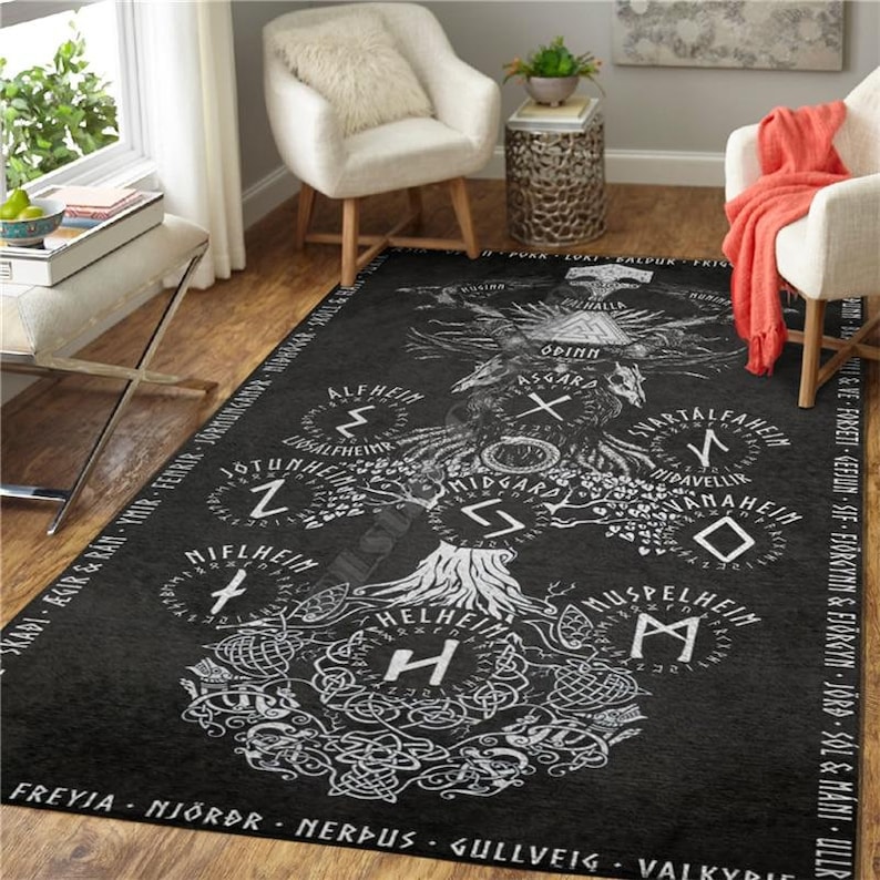 Yggdrasil Norse Mythology Viking Area Rug - Bluefink