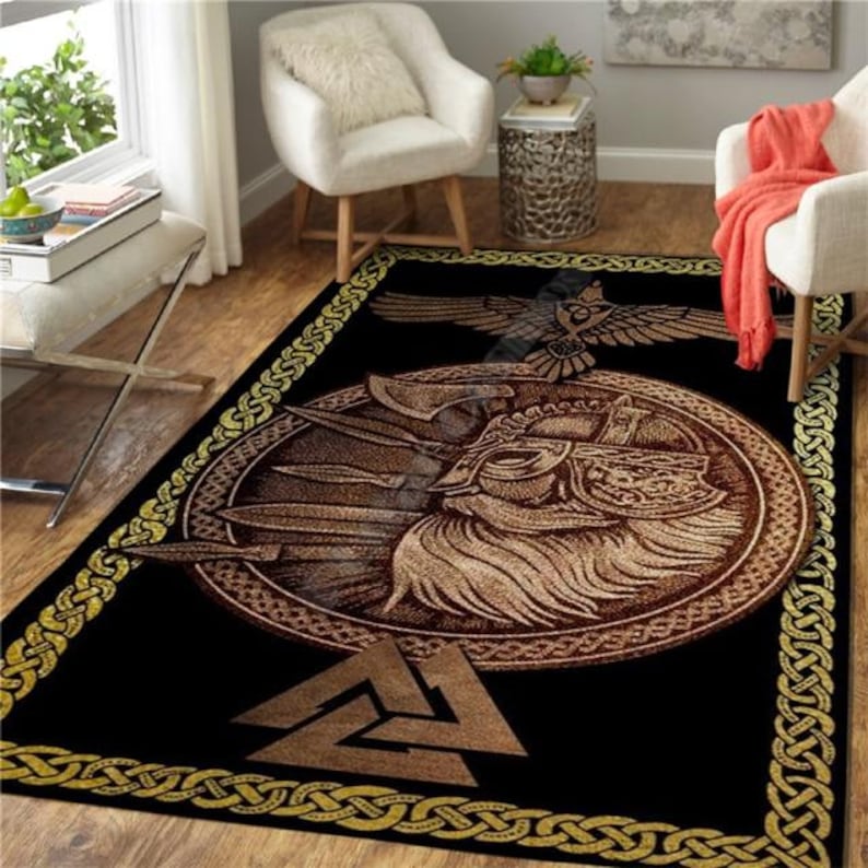 Raven Odin Valknut Viking Norse Mythology Area Rug for Living Room ...