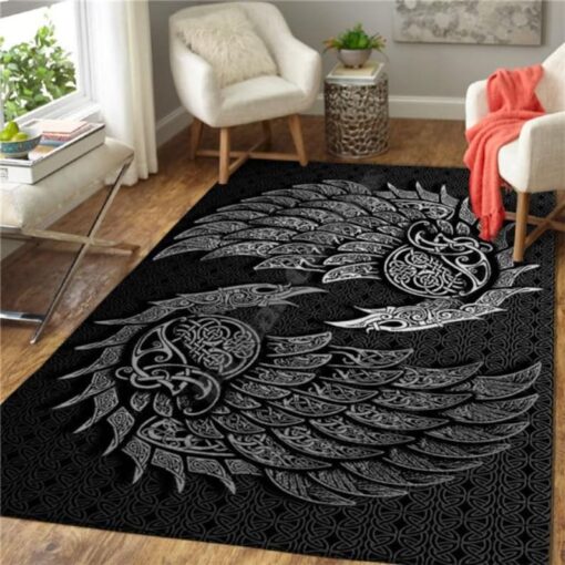 Raven Of Odin Huginn And Muninn Viking Norse Mythology Viking Area Rug ...