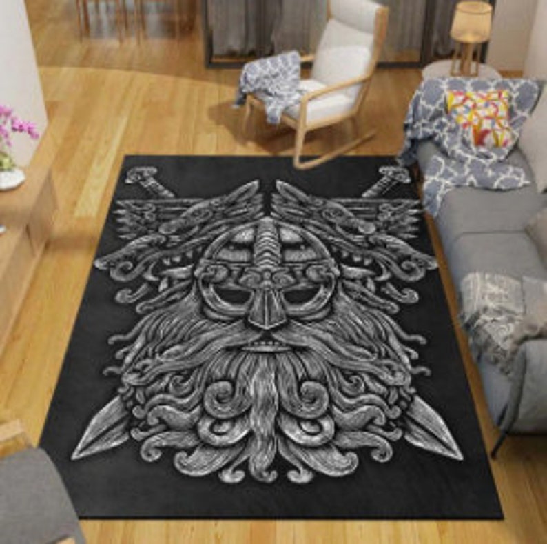 Odin And Sword Viking Rug in Norse Mythology - Bluefink