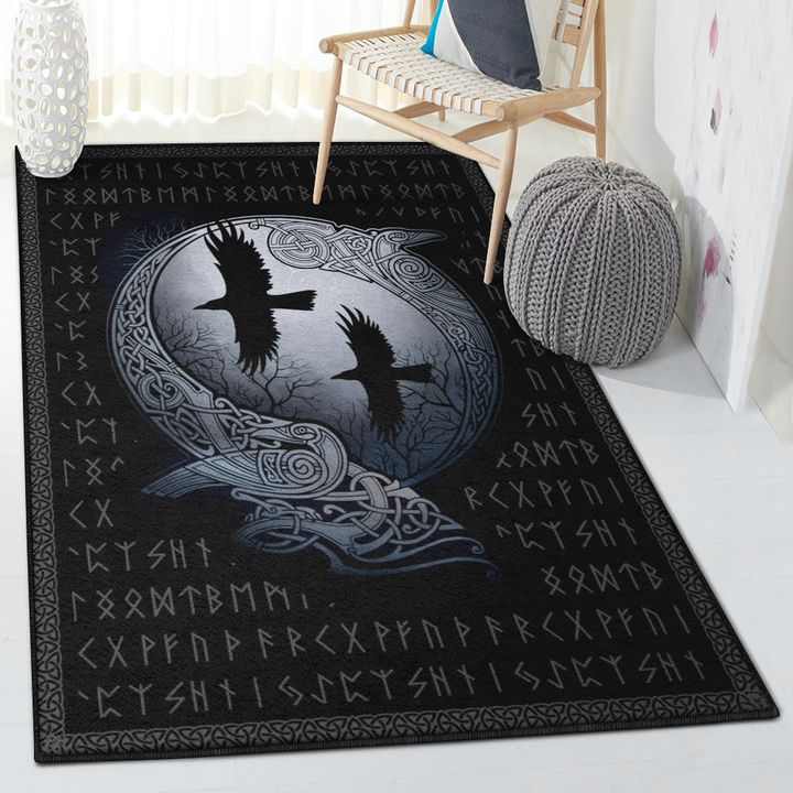 Personalized Huginn And Muninn Viking And Raven Rug, Viking Art Rugs ...