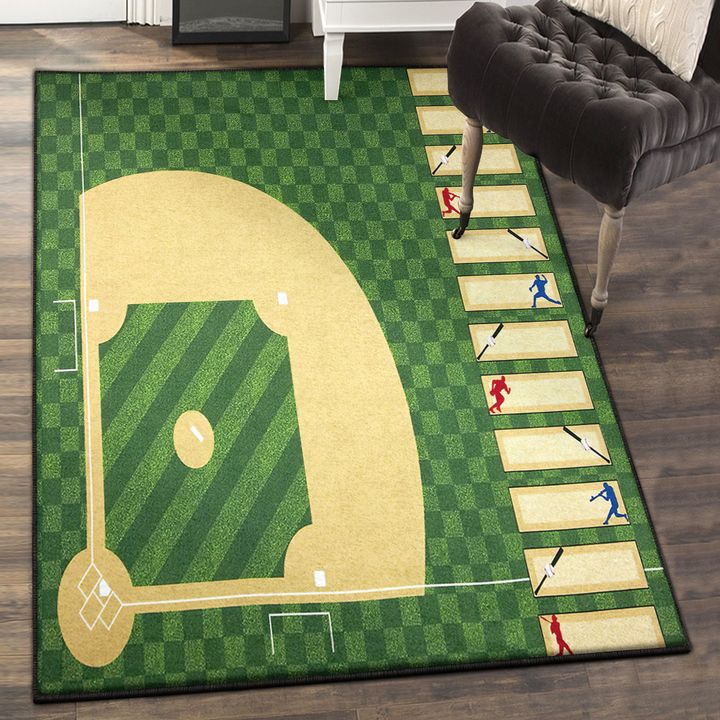Baseball Bat Cool Rugs, Sports Life Baseball Field Rug - Bluefink