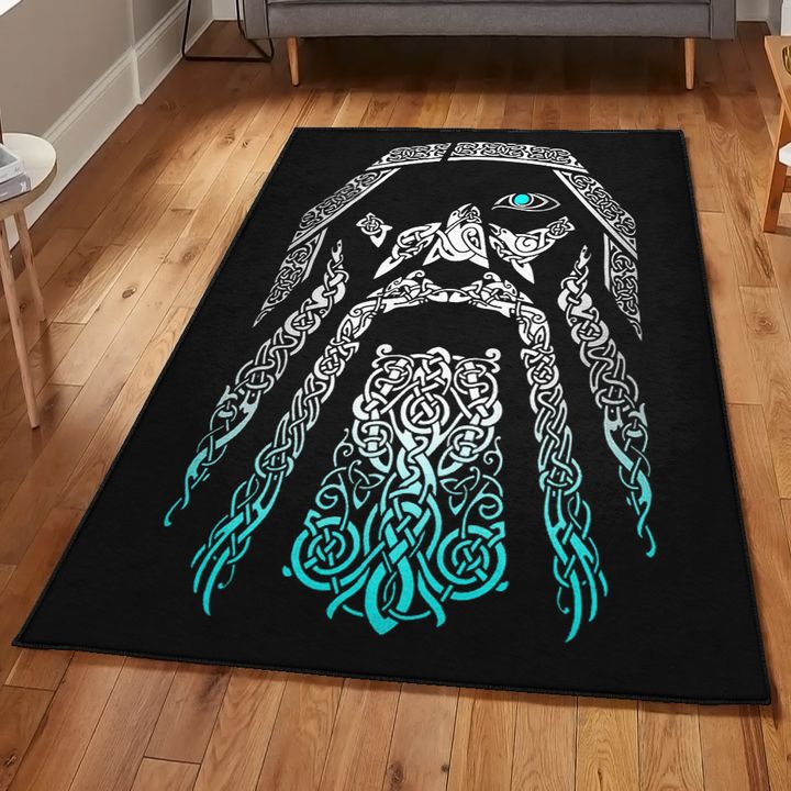 Viking God Washable Rugs, Odin Viking Rug Personalized Carpet Viking ...