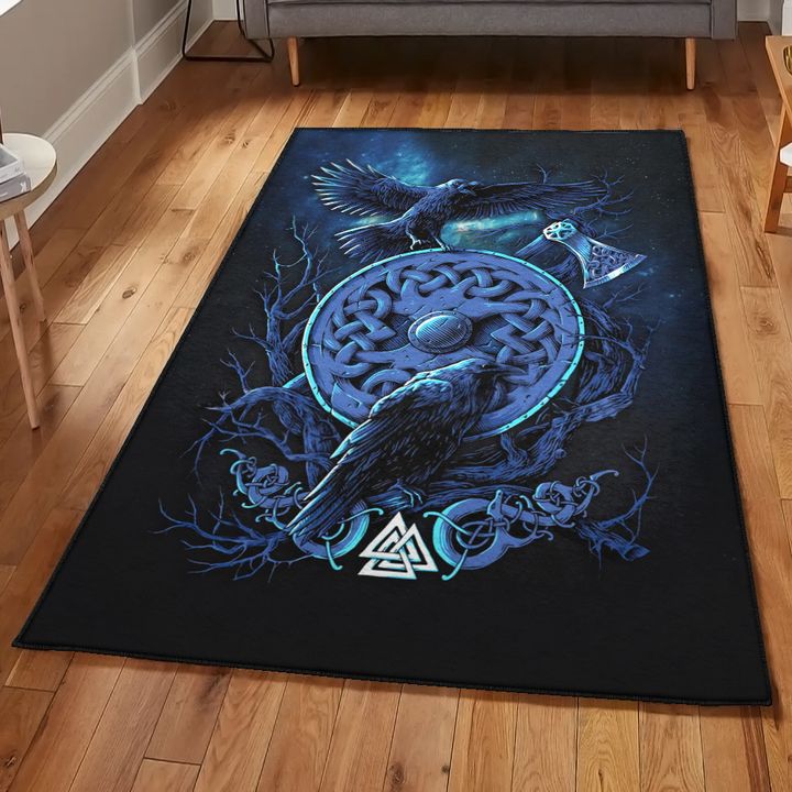 Viking Life Kitchen Rugs, Norse Raven Viking Rug Personalized Carpet ...