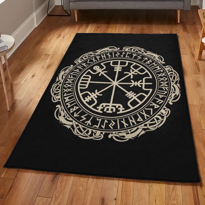 Viking Art Washable Area Rugs, The Vegvisir Symbol Viking Rug ...