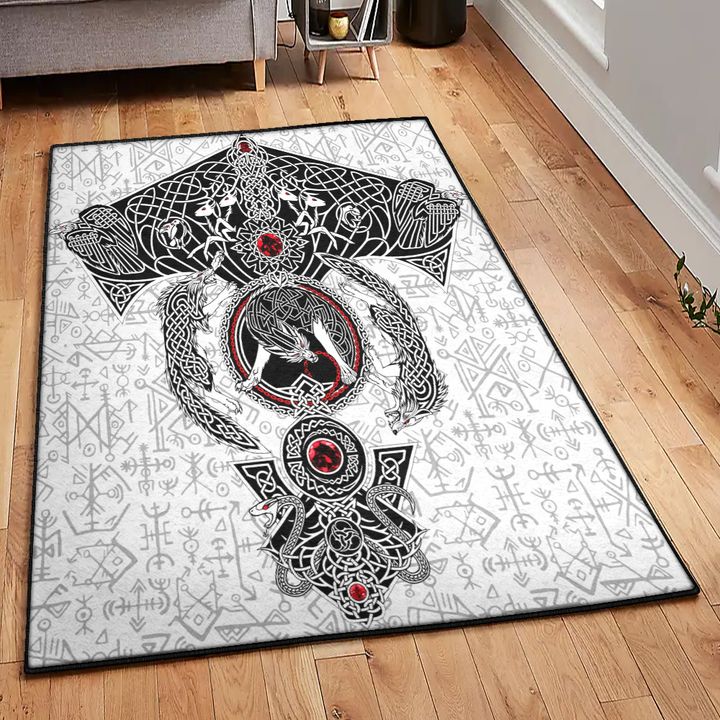 Viking Art Rug, Viking In Love Black White Rug Personalized Carpet ...
