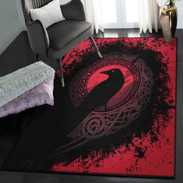 Raven Large Living Room Rugs, Celtic Raven Viking Rug Personalized ...