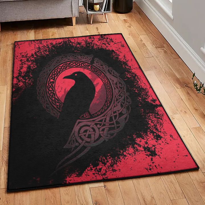 Raven Large Living Room Rugs, Celtic Raven Viking Rug Personalized ...