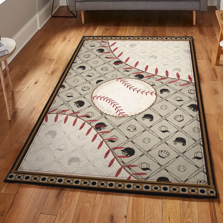 Baseball Rectangle Modern Rugs, Baseball Lovers Rectangle Rug - Bluefink