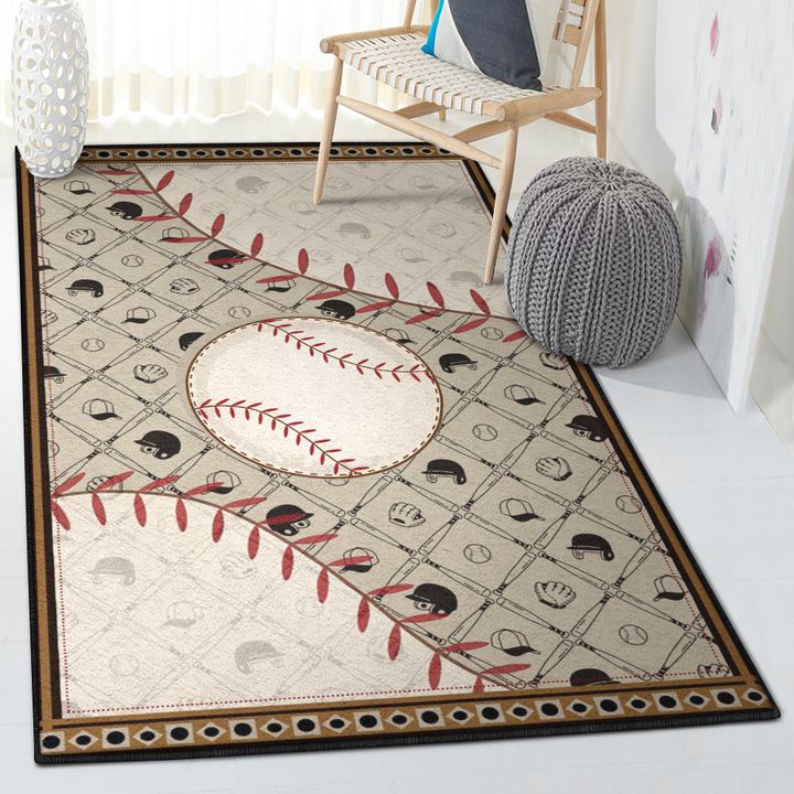 Baseball Rectangle Modern Rugs, Baseball Lovers Rectangle Rug - Bluefink