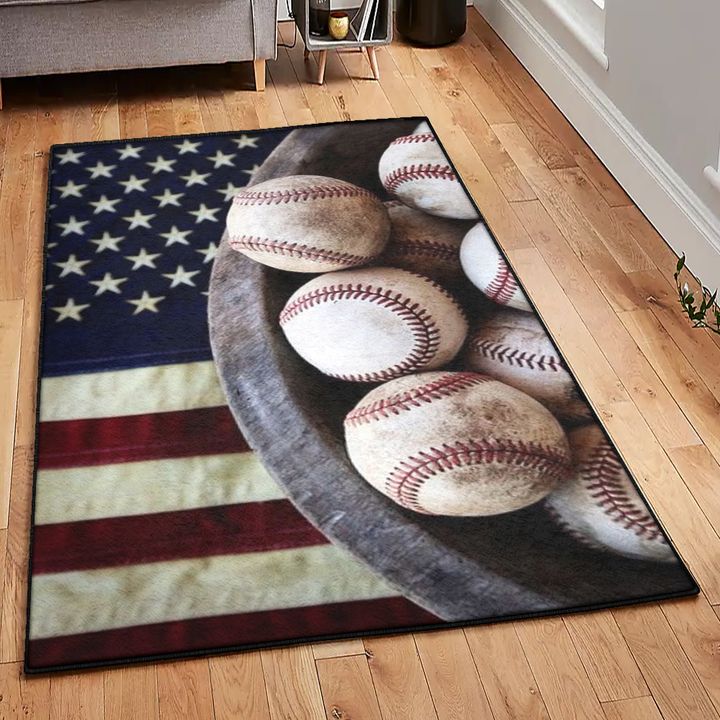 Baseball Home Run Modern Rugs, Baseball Rug - Bluefink