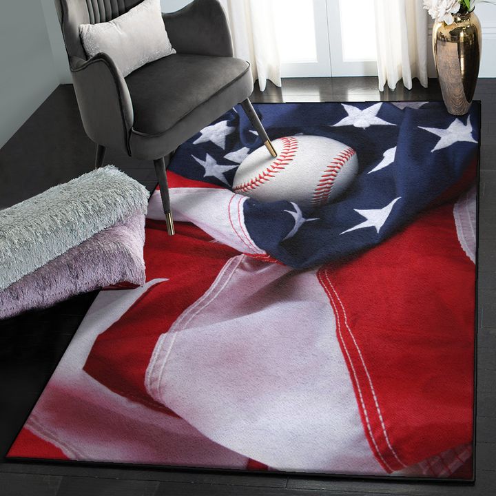 Baseball American Rug, Patriotic Kitchen Rugs - Bluefink