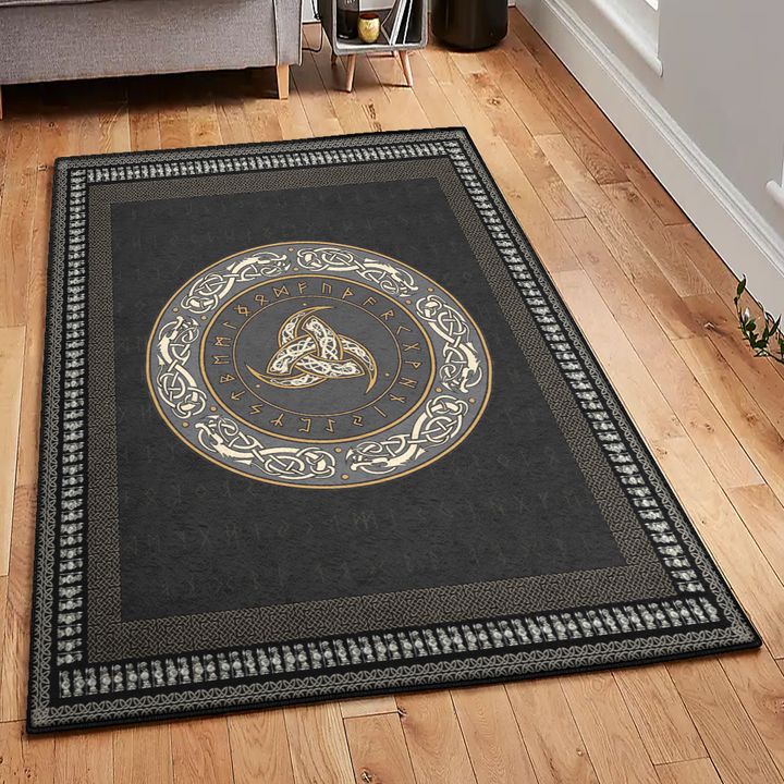 Viking Life Living Room Rugs, Horn Of Odin Symbol Viking Rug - Bluefink