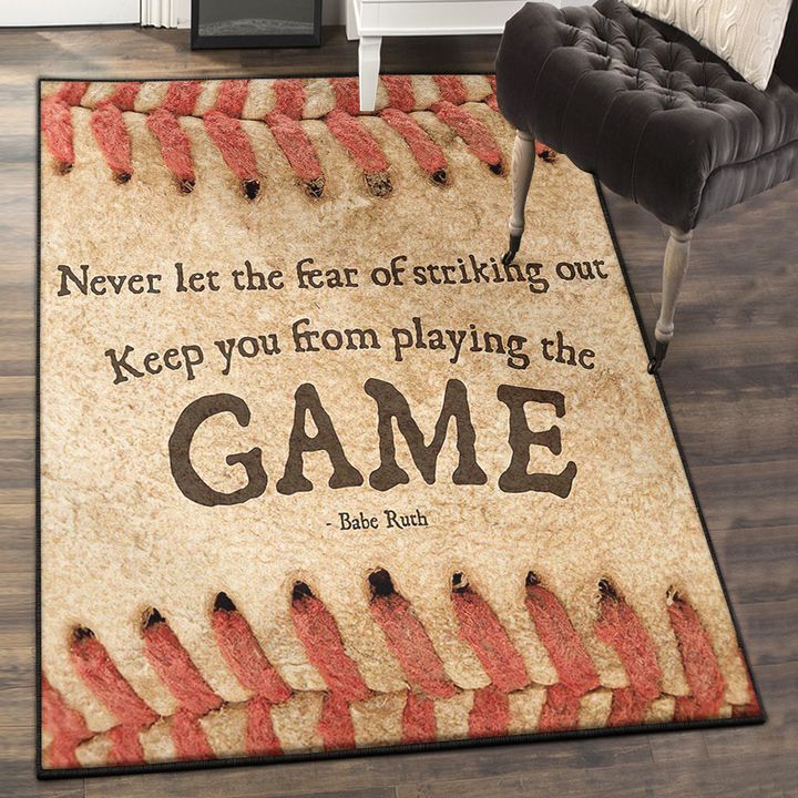 Baseball Home Run Dining Room Rug, Baseball Rug - Bluefink