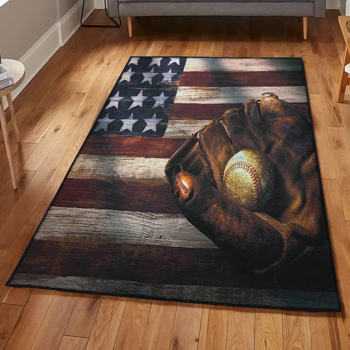 Baseball America Modern Area Rugs, Baseball Rug - Bluefink