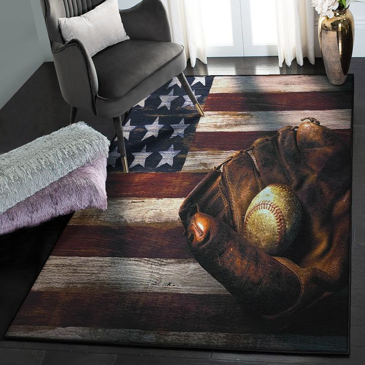 Baseball America Modern Area Rugs, Baseball Rug - Bluefink