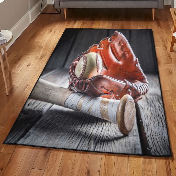 Baseball Bat Living Room Rugs, Baseball Rug - Bluefink