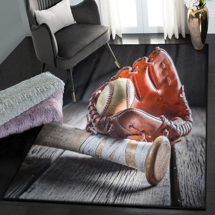 Baseball Bat Living Room Rugs, Baseball Rug - Bluefink