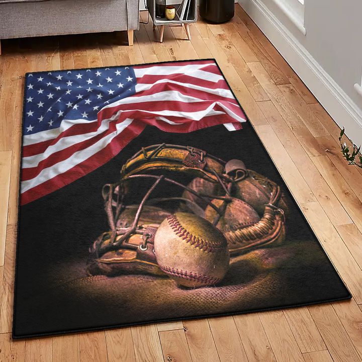 Baseball America Dining Room Rug, Baseball American Rug - Bluefink