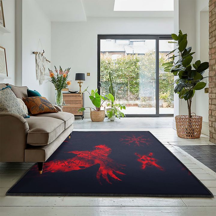 Red Raven Viking Area Rugs, Viking Rug Personalized Carpet Viking ...