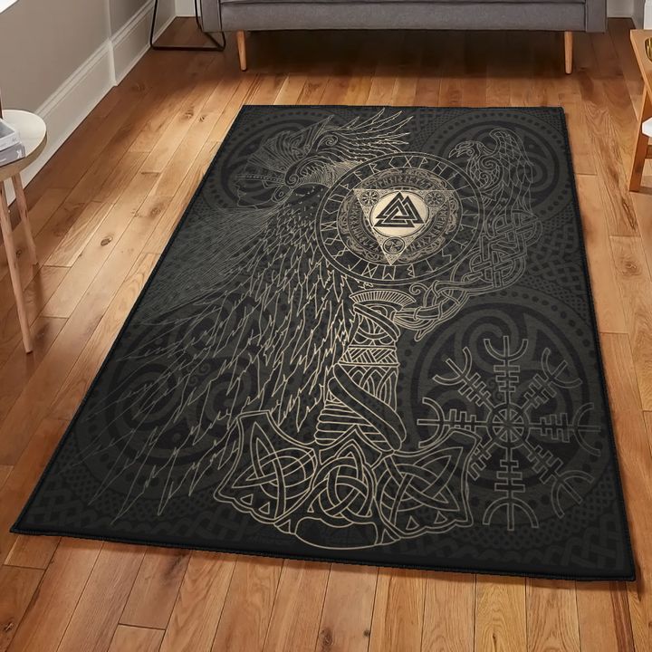 Raven Viking Area Rug, Viking Rug Personalized Carpet Viking - Bluefink