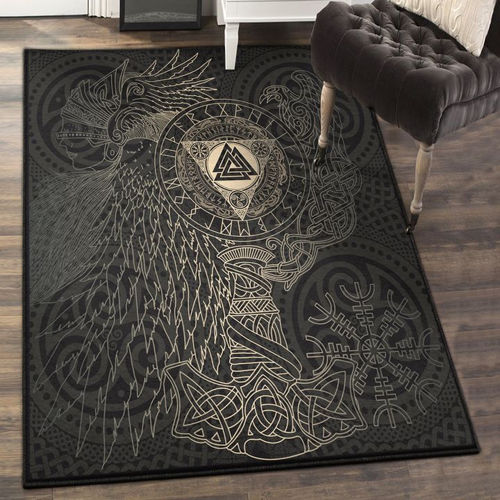 Raven Viking Area Rug, Viking Rug Personalized Carpet Viking - Bluefink