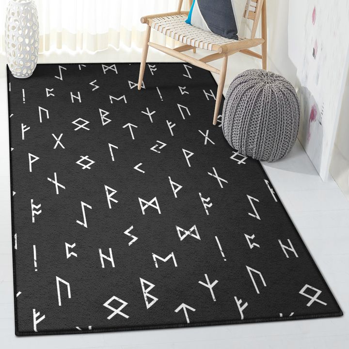 Viking Area Rugs, Scandinavian Viking Futhark Norse Runes Pattern Rug ...