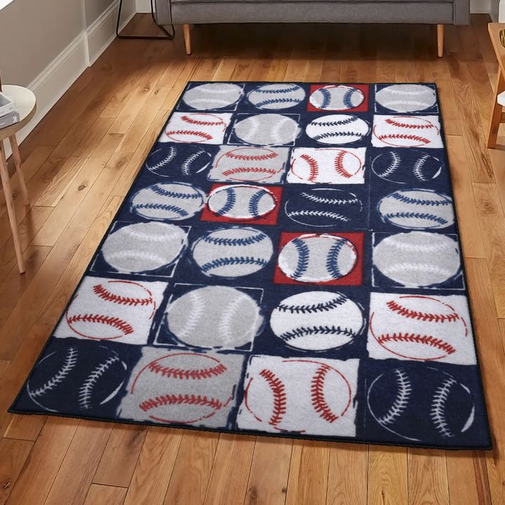 Baseball Dining Room Rug, Baseball Rug for Bedroom - Bluefink