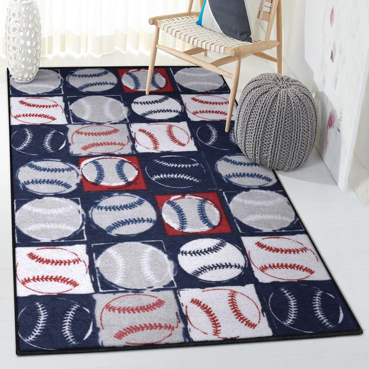 Baseball Dining Room Rug, Baseball Rug for Bedroom - Bluefink