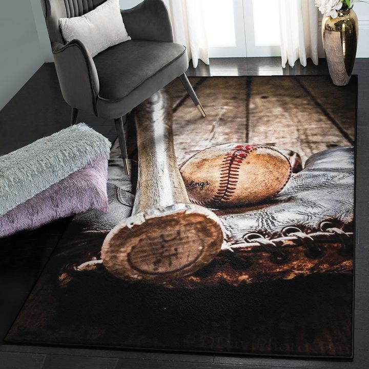 Baseball Bat Large Living Room Rugs, Baseball Rug - Bluefink