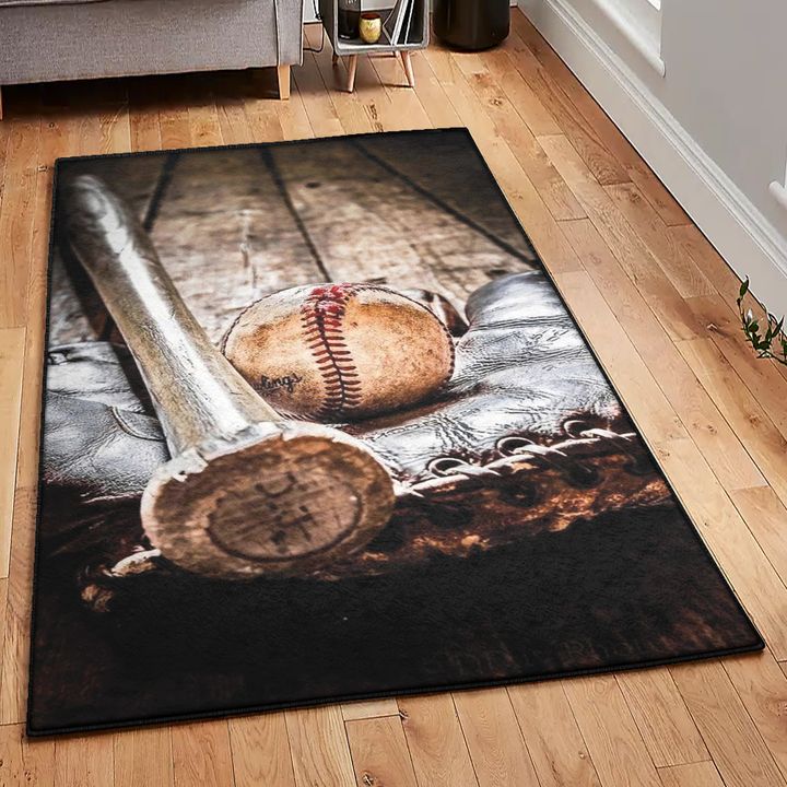 Baseball Bat Large Living Room Rugs, Baseball Rug - Bluefink