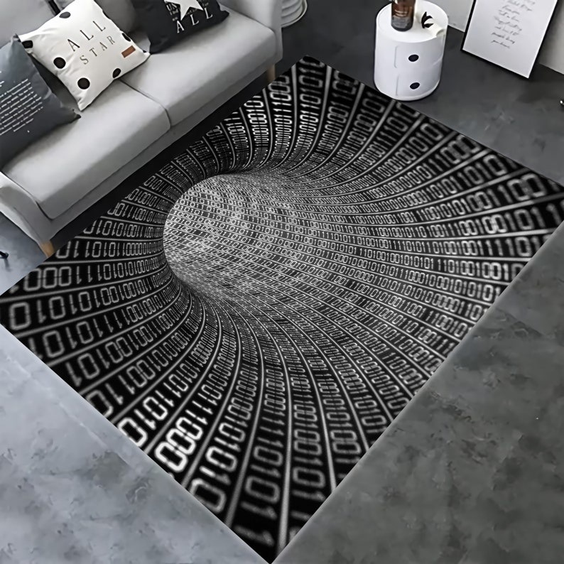 3D Effect Vortex Rug, 3D Illusion Rug, Vortex Illusion Carpet - Bluefink