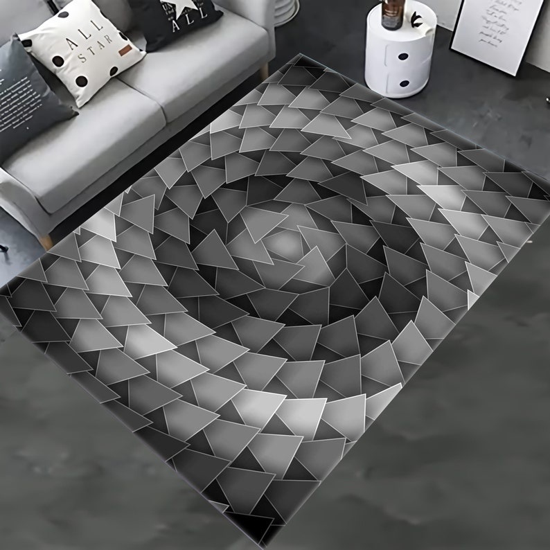 Vortex Rug, Triangle Illusion Rug, Shapes Rug, Vortex Illusion Carpet ...