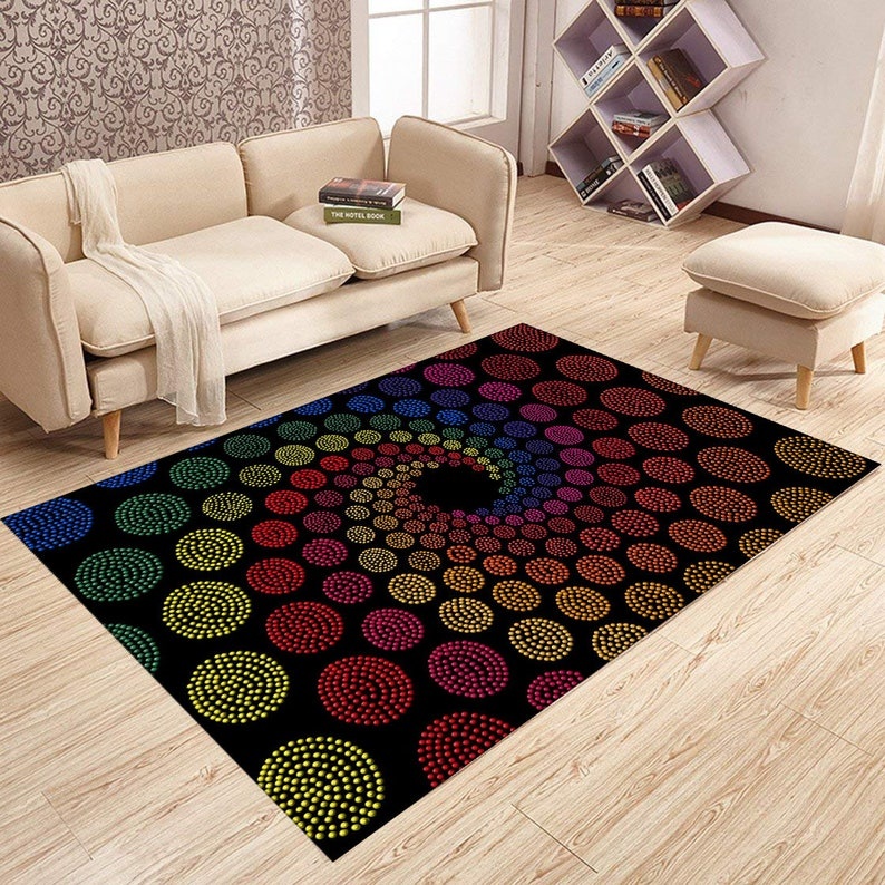 Optical Illusion Rug, Vortex Illusion Rug Living Room Rug - Bluefink