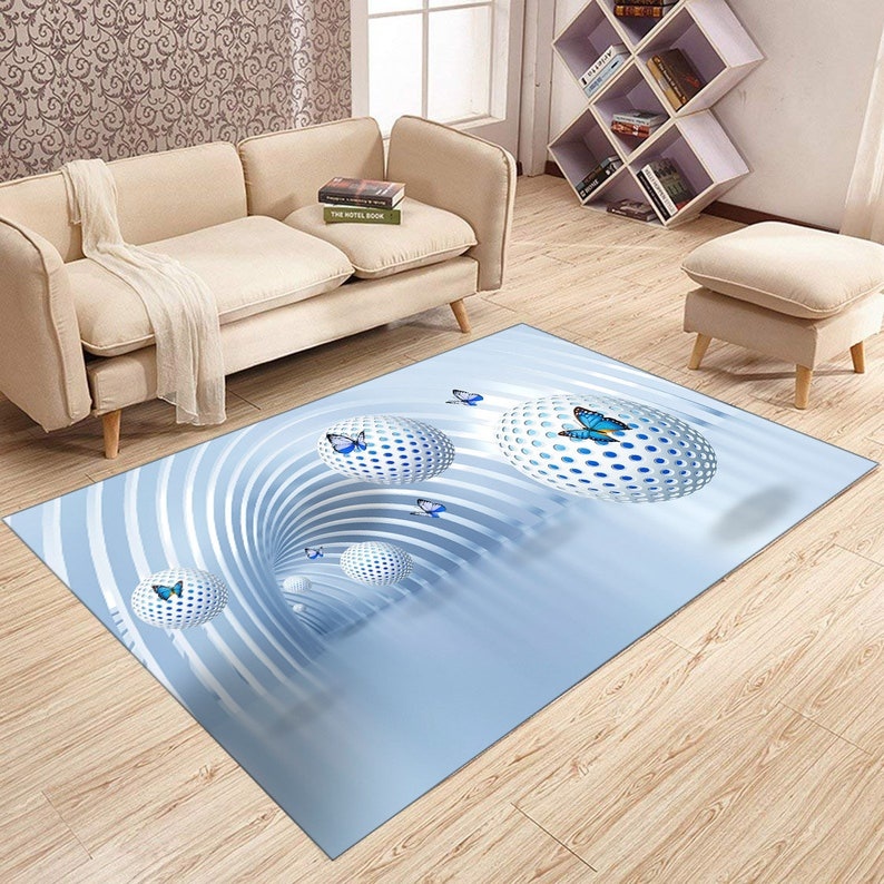 3D Vortex Illusion Rug Home Decor, Tunnel Optical Illusion Rug - Bluefink